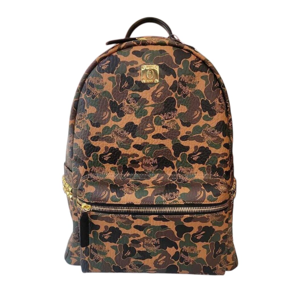 MCM x BATHING APE Orange Green Camo Backpack – Maidenlane Designer ...